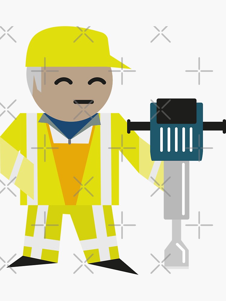 "Work Character – Workman Road Worker" Sticker by stirlingwork | Redbubble