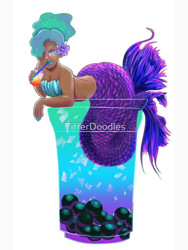"Bubble Tea Mermaid" Art Print by TifferDoodles | Redbubble