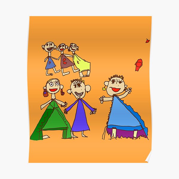 "Princess Party Cute Drawing Kids Artwork" Poster by poepelchen | Redbubble