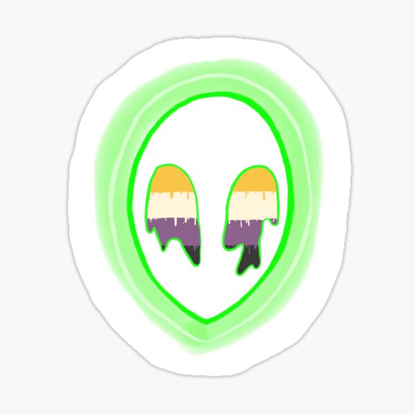 "Neon Non-Binary Alien (white)" Sticker for Sale by mahou0kami | Redbubble