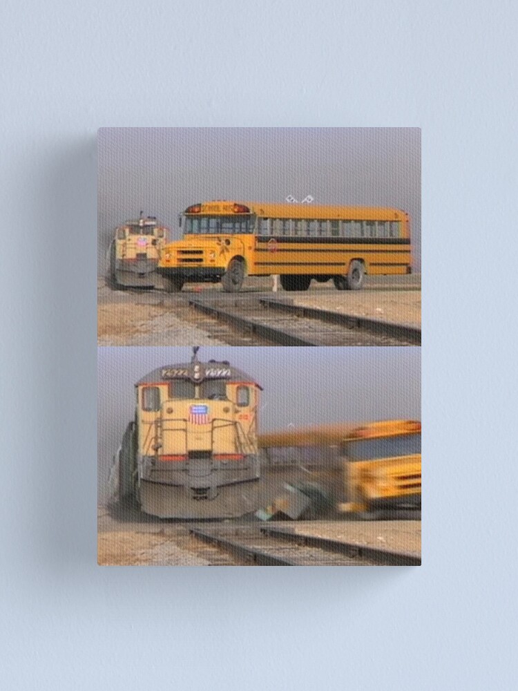 "Train Hitting Bus Meme" Canvas Print for Sale by digitul | Redbubble