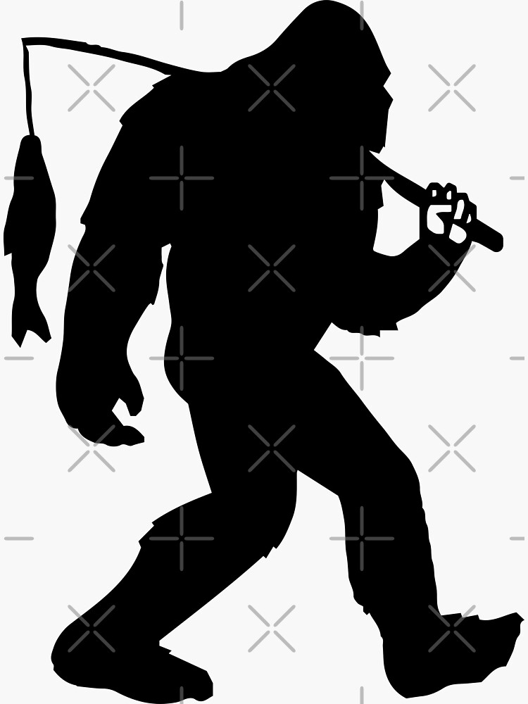 "Bigfoot Sasquatch Fishing " Sticker for Sale by TEE-ST0RY | Redbubble