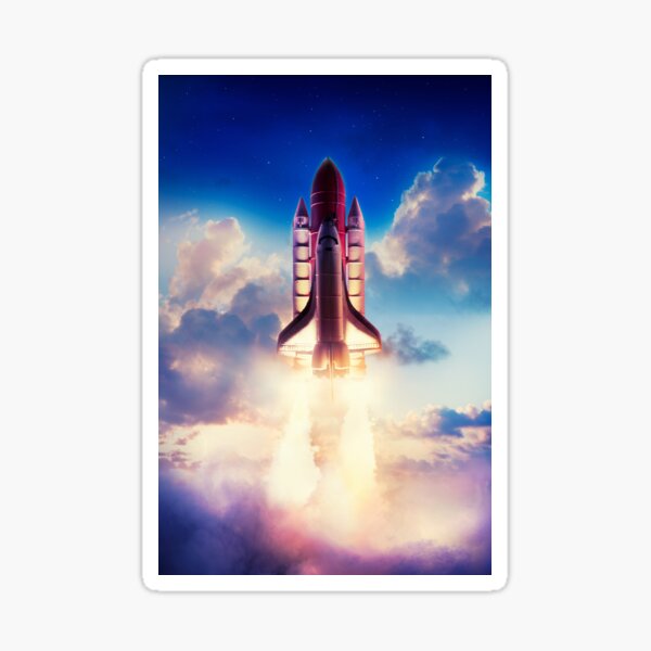 "Rocket ship" Sticker by qwertyink | Redbubble