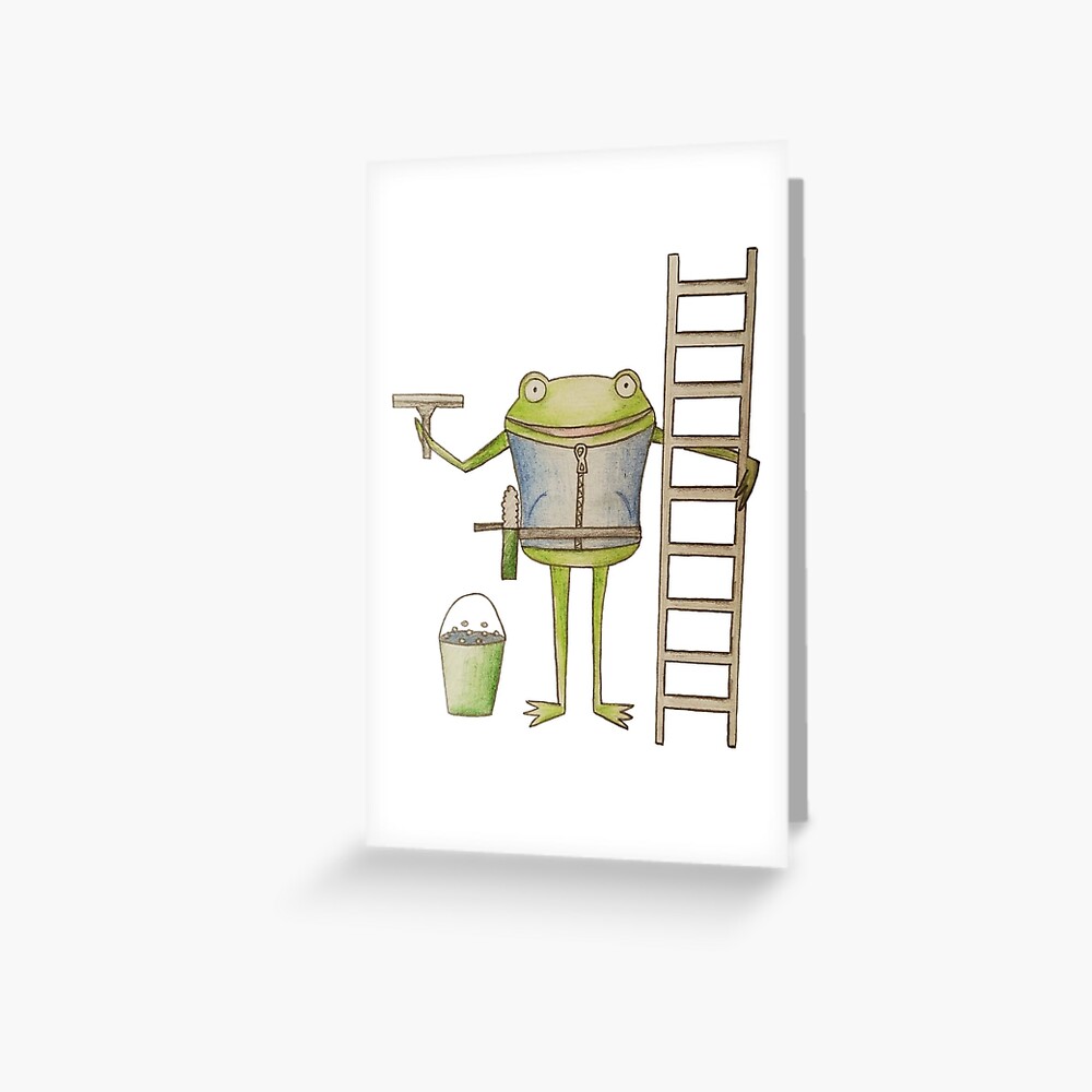 "Window Cleaning Frog" Greeting Card for Sale by My-Dotty-Life | Redbubble