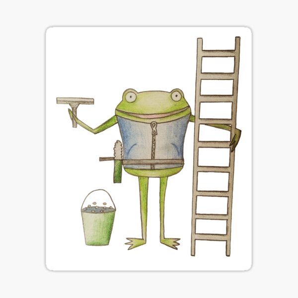 "Window Cleaning Frog" Sticker for Sale by My-Dotty-Life | Redbubble