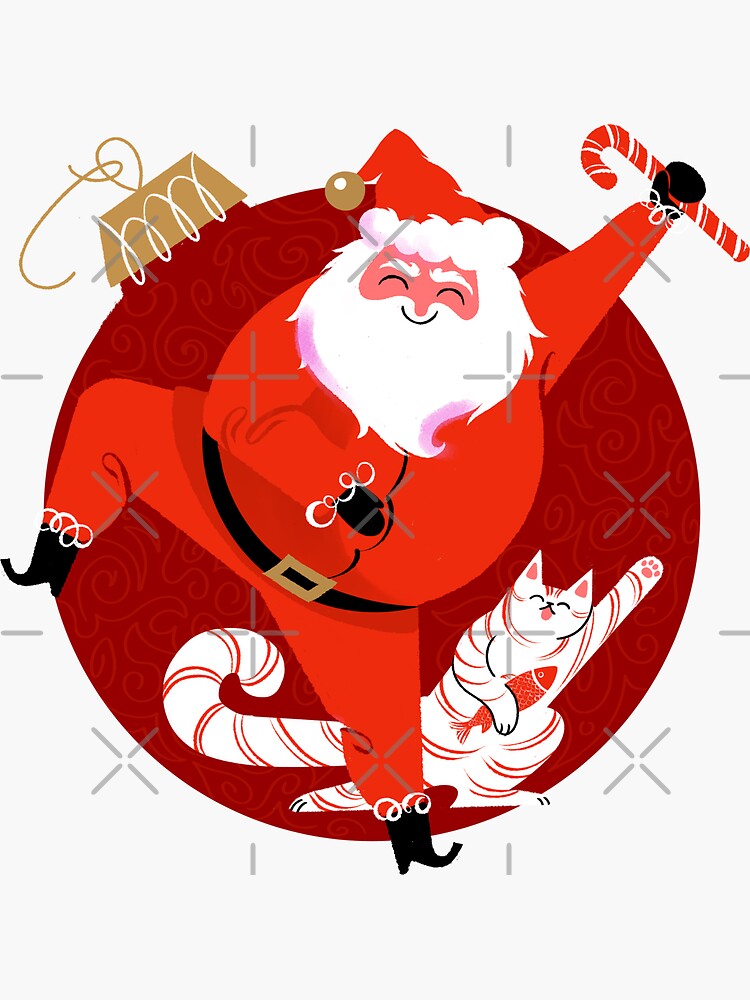 "Cute Santa Claus and Friend" Sticker for Sale by hollyaart | Redbubble