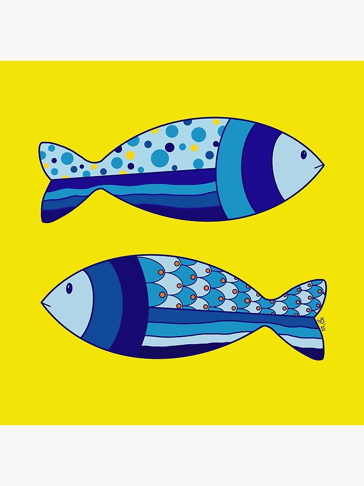 "Two Blue Fish with colorful dots " Poster by jasminapp | Redbubble