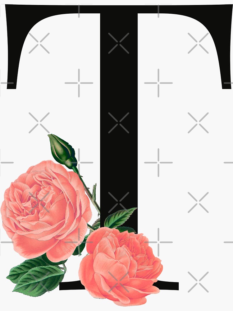 Pegatina «Letra T floral rosa, letra T» de asdesignstudio | Redbubble