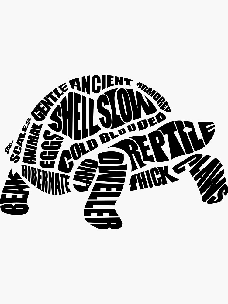 "Tortoise typography morphed black" Sticker by Morphrase | Redbubble