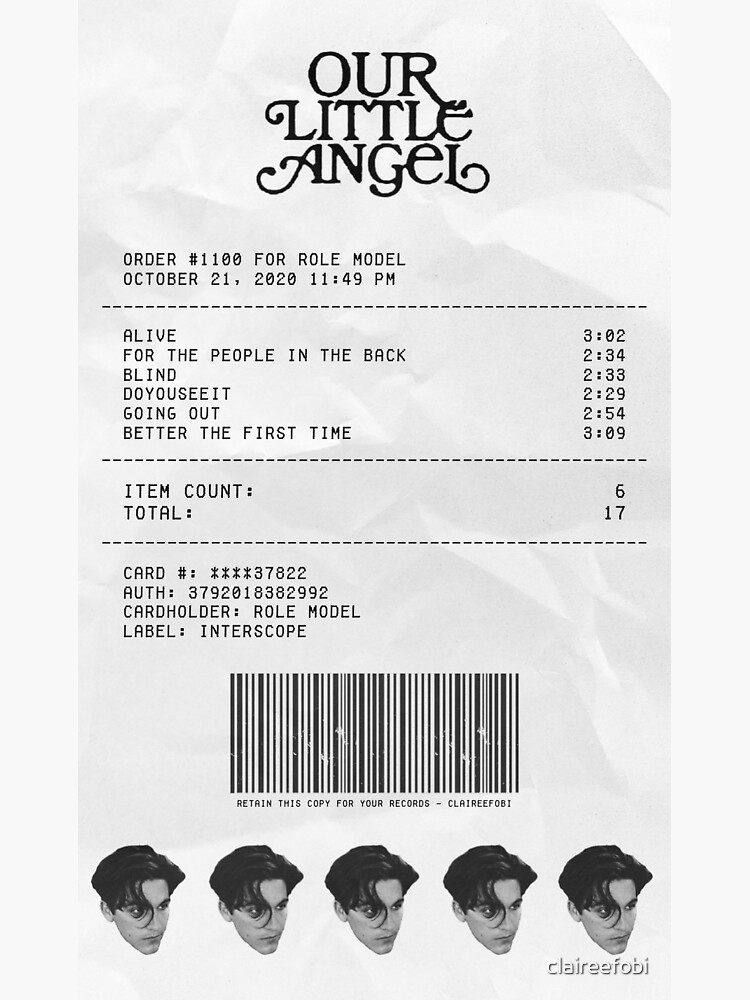"our little angel album receipt" Sticker by claireefobi | Redbubble