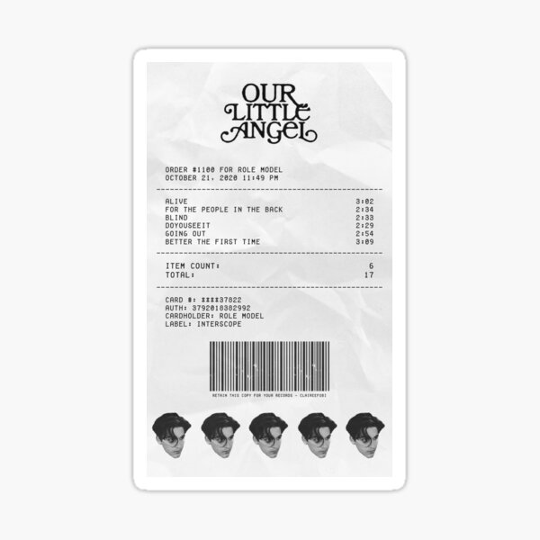 "our little angel album receipt" Sticker by claireefobi | Redbubble