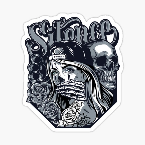 "Silence skull tattoo" Sticker for Sale by Moon-Light-Art | Redbubble