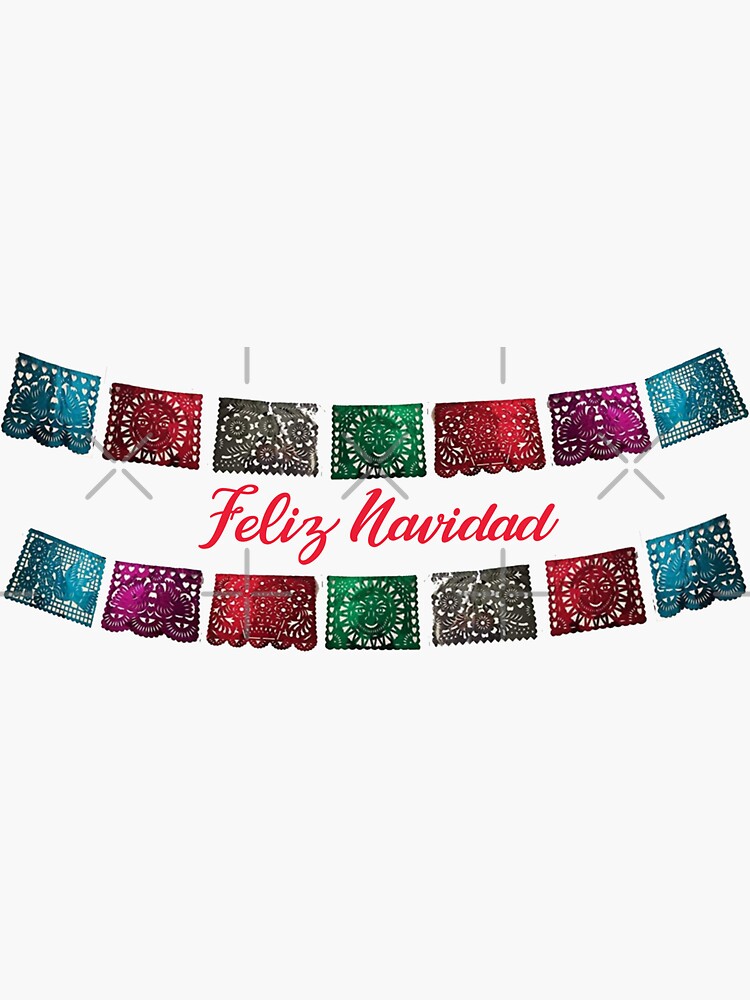 "Feliz Navidad Papel Picado" Sticker for Sale by LaRanchera | Redbubble