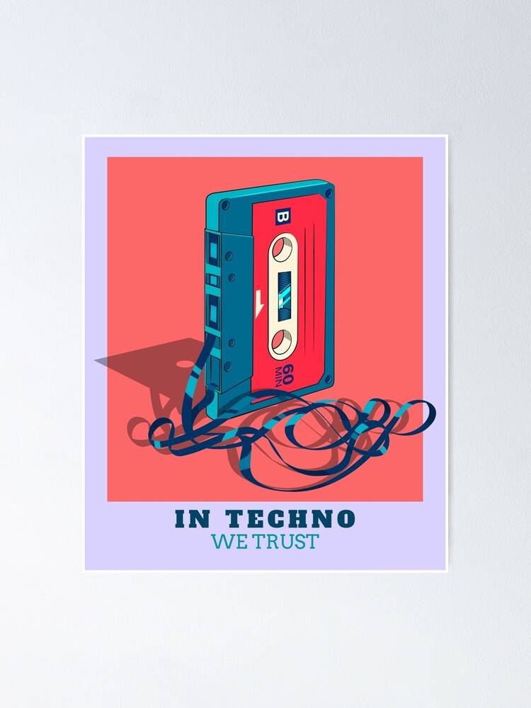 Poster « In Techno We Trust Cassette Tape 90s Rave Music Lilac », par ...