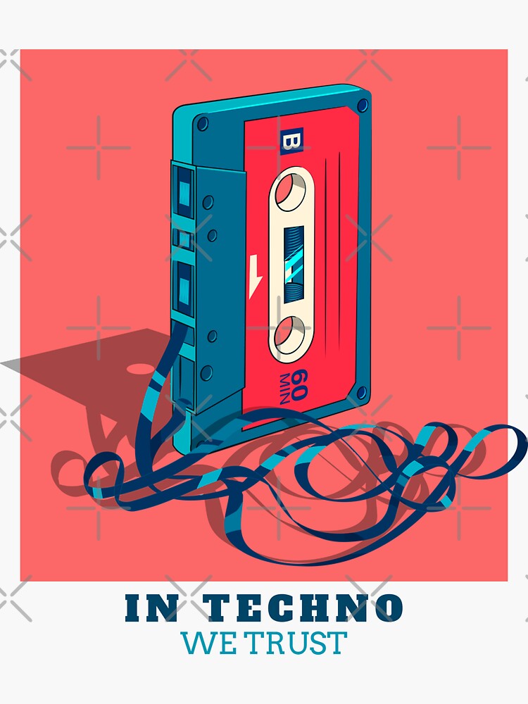 "In Techno We Trust Cassette Tape 90s Rave Music Lilac" Sticker by ...