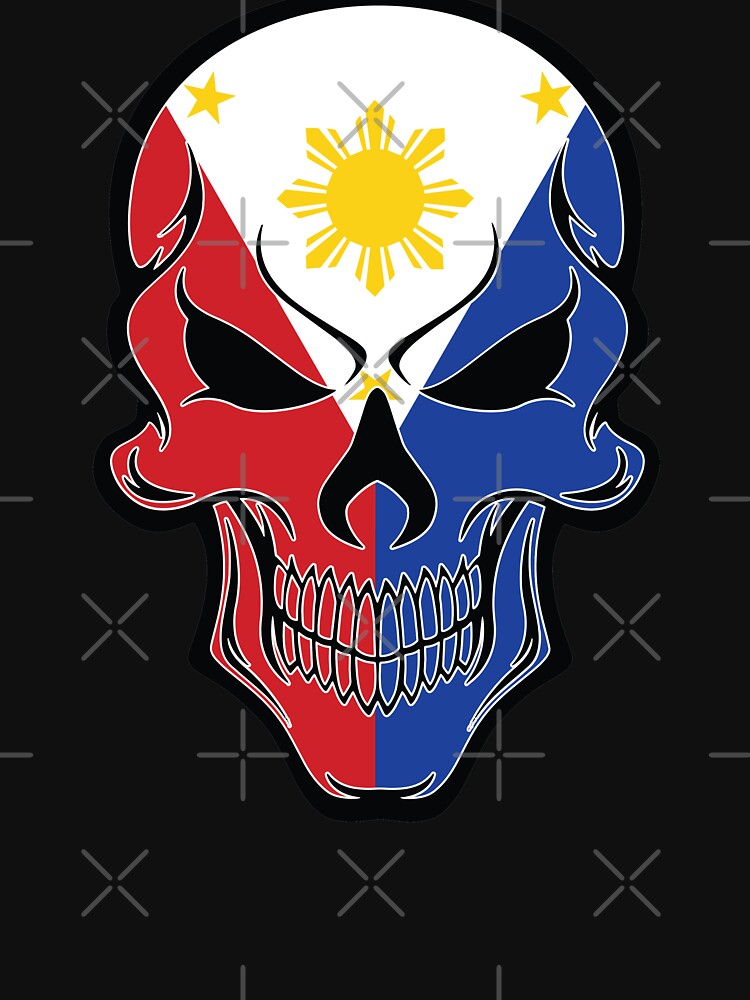 "Philippines Filipino Flag Skull Skeleton Flag Country World Nation Map ...
