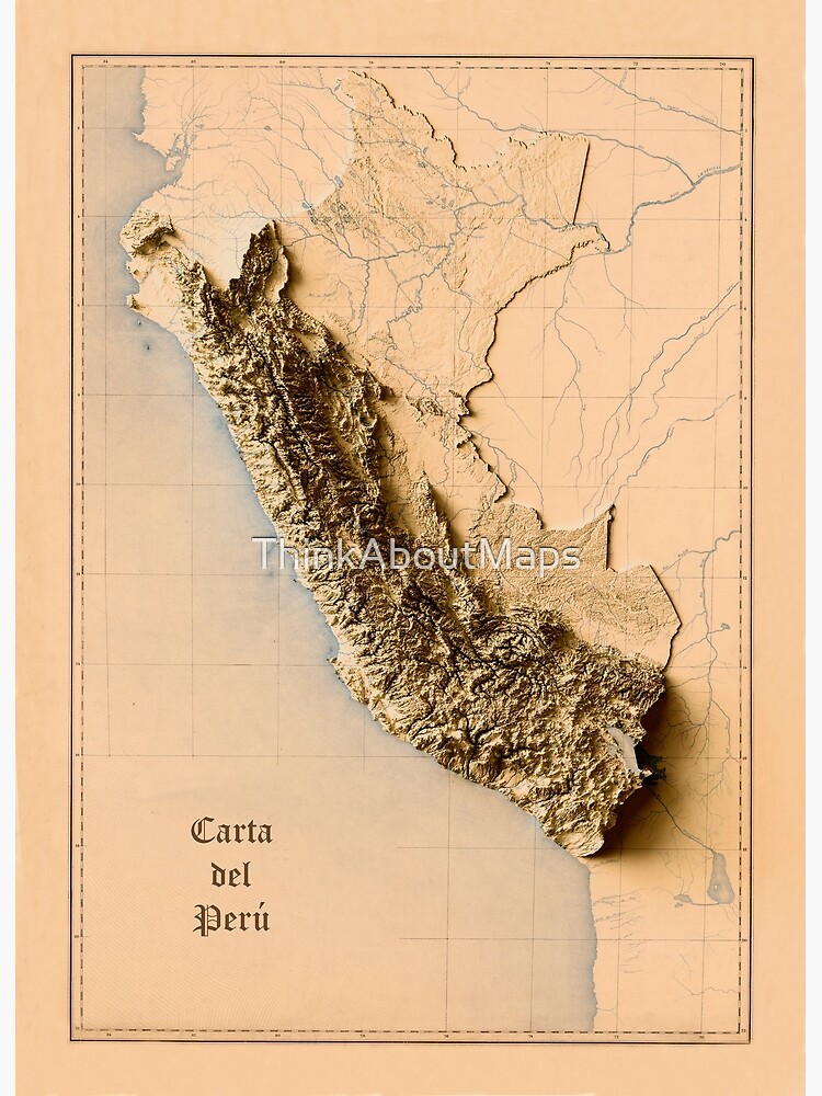 Póster «Antiguo Perú Mapa en relieve 3D renderizado digitalmente» de ...