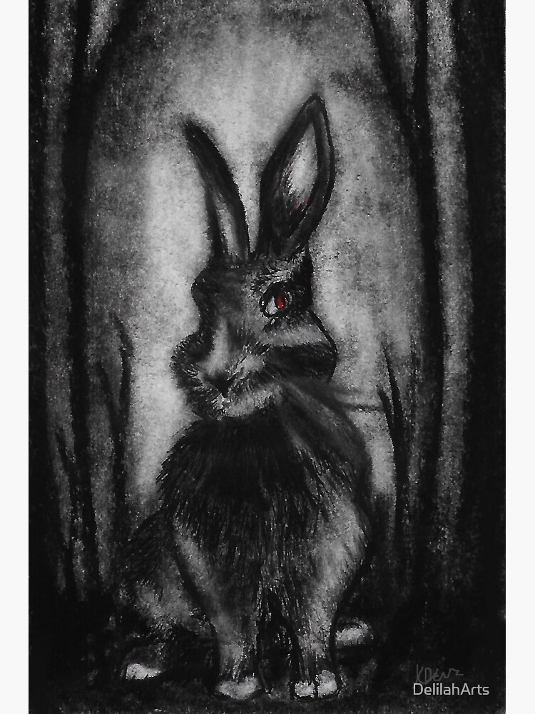 "Black Rabbit - Creepy Drawing, Charcoal Drawing, Dark art, Animal ...