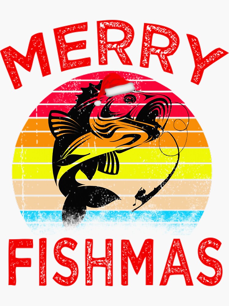 "Merry Fishmas" Sticker by GeniusDesignArt | Redbubble