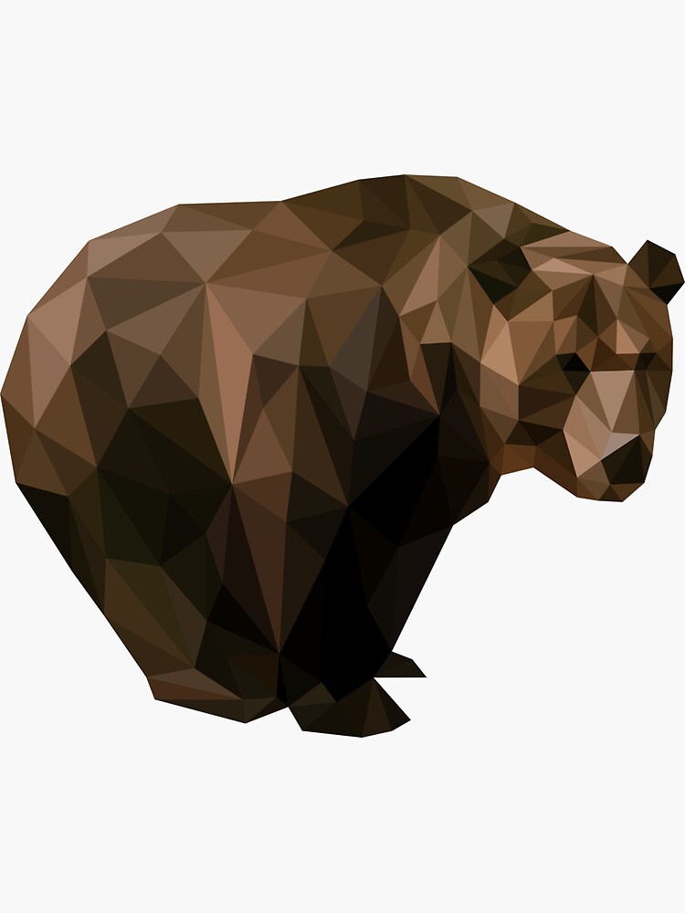 "Low Poly Brown Bear" Sticker by DigitalShards | Redbubble