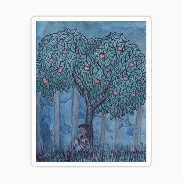 "Reading Under an Orange Tree with Ghostly Spirits" Sticker for Sale by ...