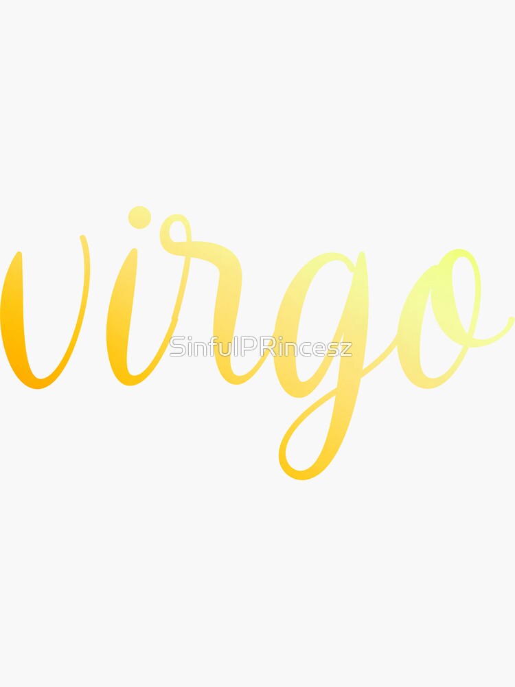 "Valiant Virgo Lettering Ombre Gradient - Orange to Yellow" Sticker for ...