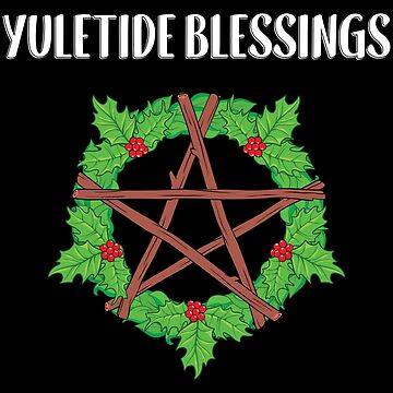 "Yuletide Blessings Pentagram Wreath Winter Solstice design" Poster for ...