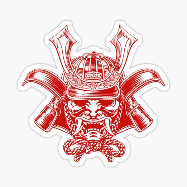 "Red Oni Demon Japanese Samurai Ronin Mask Design for Anime lovers ...
