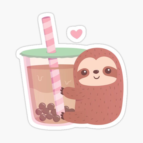 "Cute Sloth Loves Boba Tea" Sticker for Sale by rustydoodle | Redbubble