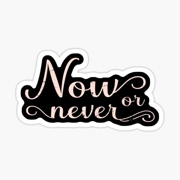 "Now or Never" Sticker for Sale by Tromboo | Redbubble
