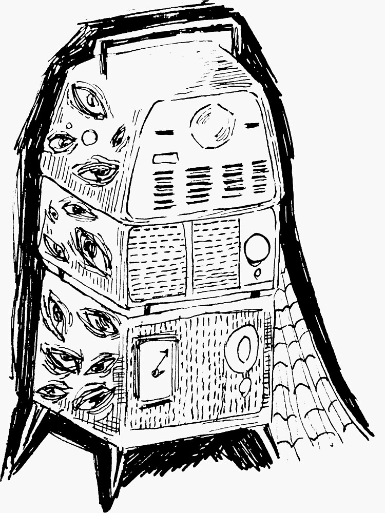 " eye radio (grey)" Sticker by bunnyEmanArt | Redbubble