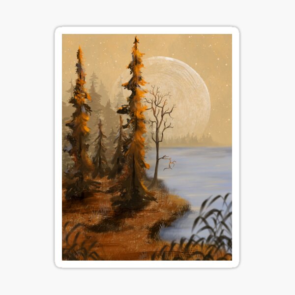"Full moon landscape" Sticker by Jenni-t-art | Redbubble