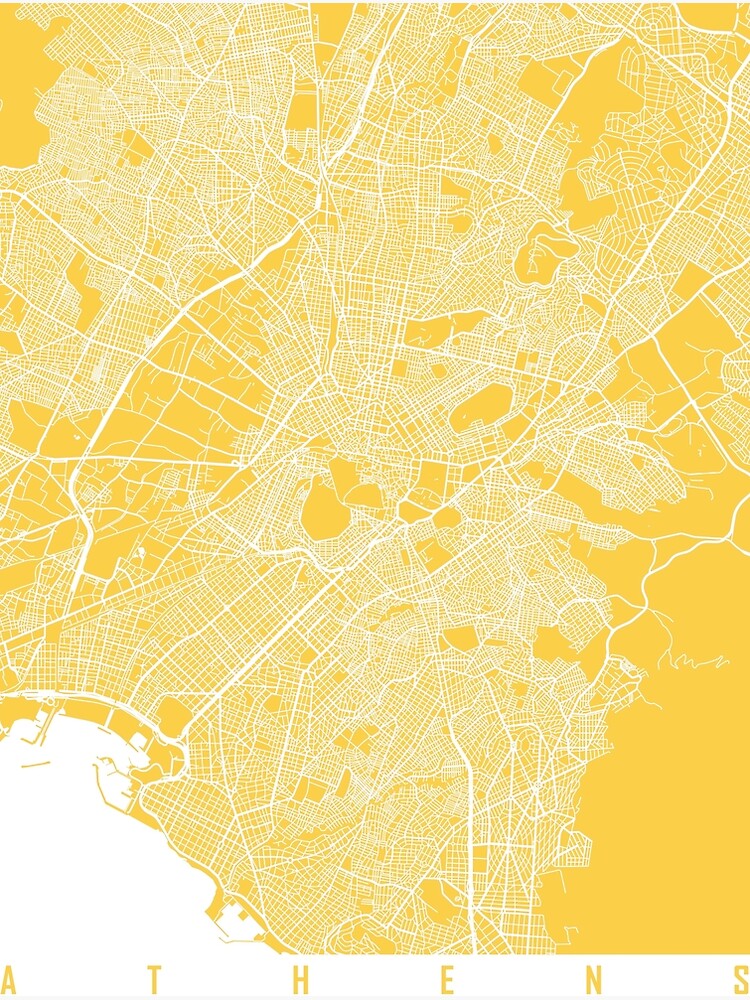 "Athens map yellow" Photographic Print by mapsart | Redbubble