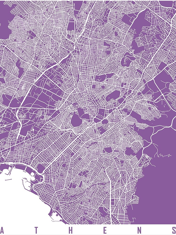 "Athens map lilac" Poster by mapsart | Redbubble
