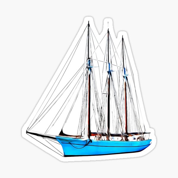 "Blue Sailing Ship" Sticker by Christoferos | Redbubble