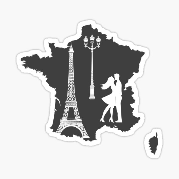 "Map of France with Eiffel tower French famous landmark Trendy Graphic ...