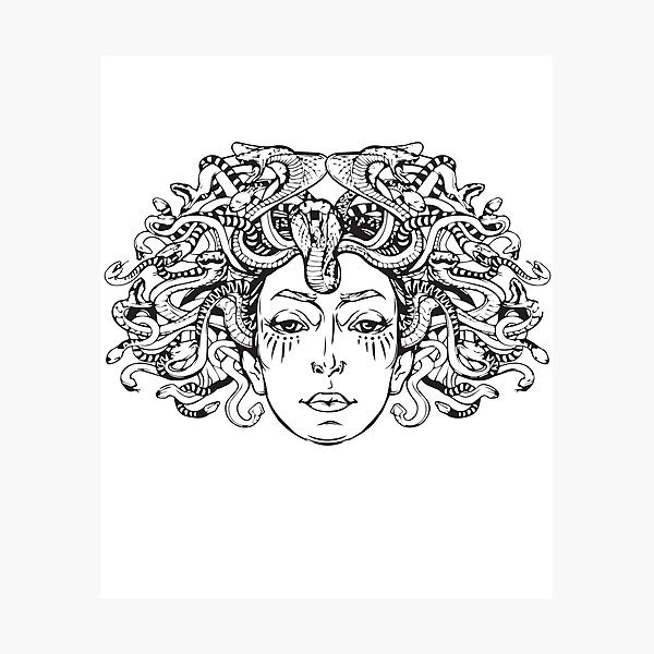 "Medusa Head Snake Hair Goddess Greek Myth Gorgon Gift" Photographic ...
