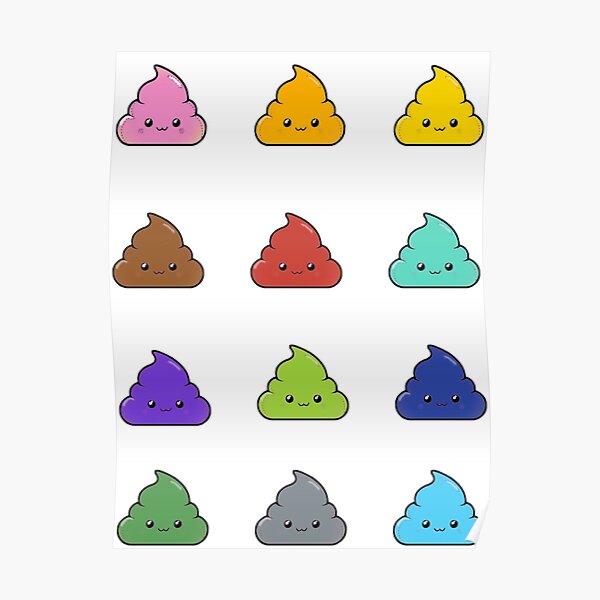 "Multicolored poop emoji pack" Poster for Sale by sid1497 | Redbubble