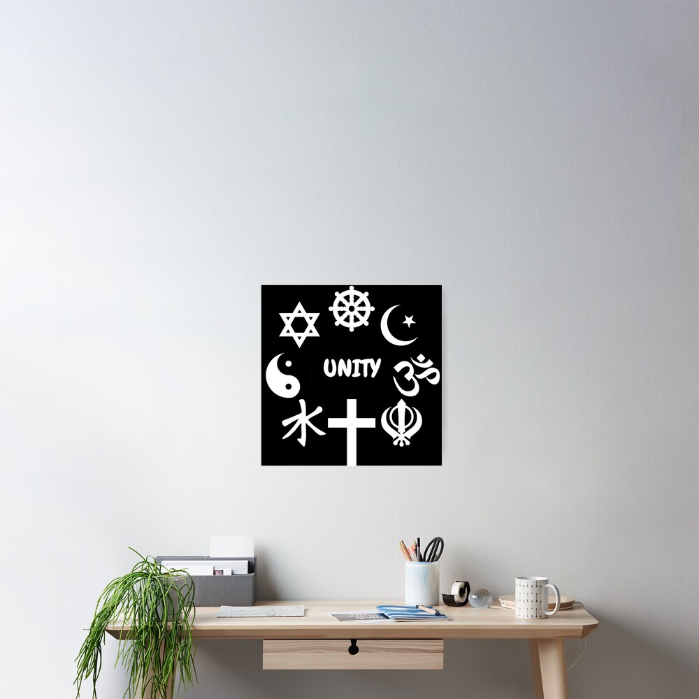 "Unity Of Religion Clipart Symbols In Black" Poster by LuckyKermit ...