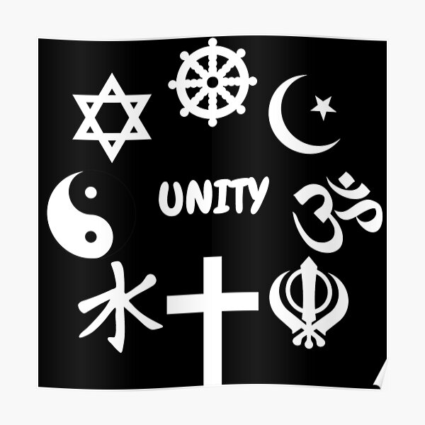 "Unity Of Religion Clipart Symbols In Black" Poster by LuckyKermit ...