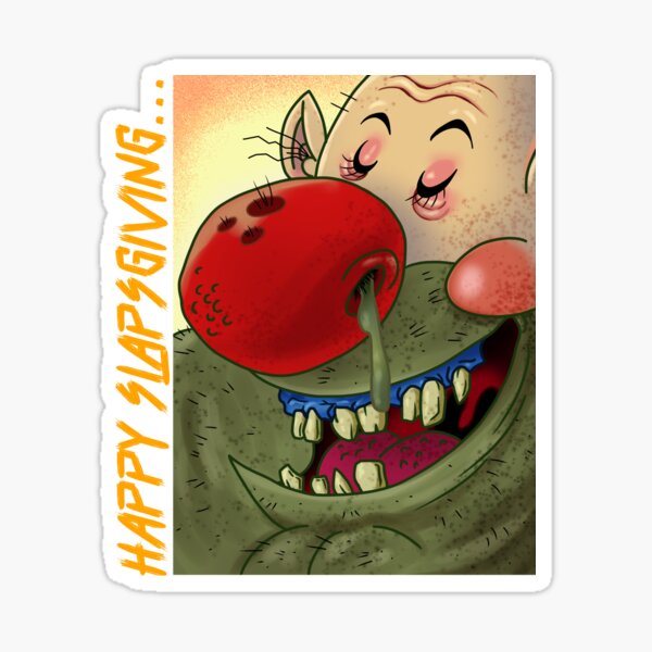 "Happy Slapsgiving, Festive fun" Sticker by BeebopGraphics | Redbubble