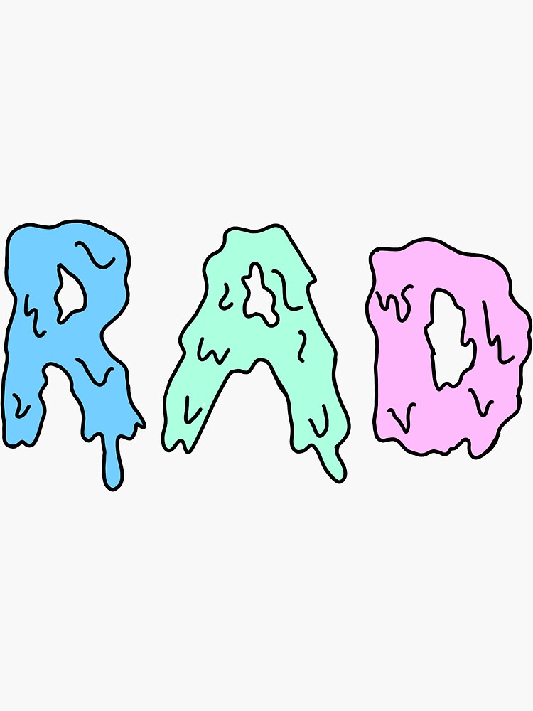 Pegatina «Letras chorreantes rad» de maddie-okeef88 | Redbubble