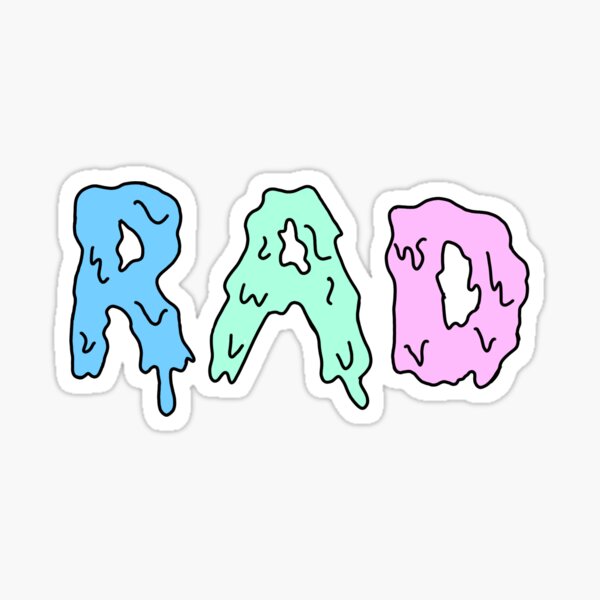 Pegatina «Letras chorreantes rad» de maddie-okeef88 | Redbubble