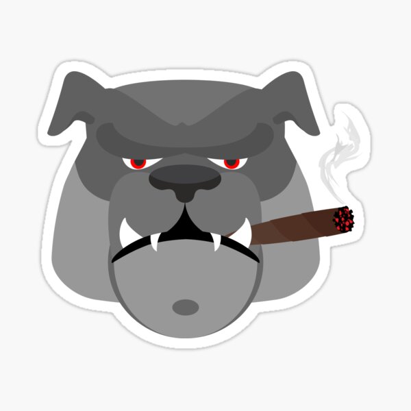 "Angry Scary Bulldog Smoking Gray Bulldog" Sticker by Yassou-Shop ...