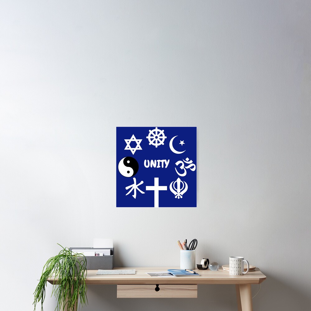 "Unity Of Religion Clipart Symbols In Blue" Poster for Sale by ...