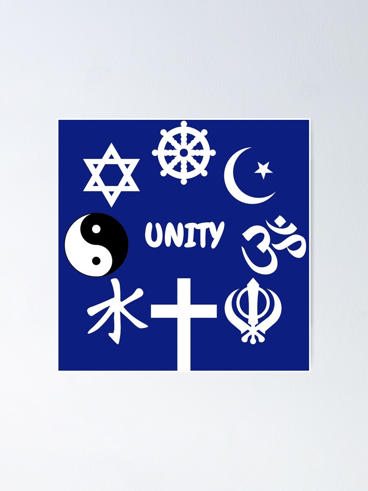 "Unity Of Religion Clipart Symbols In Blue" Poster for Sale by ...