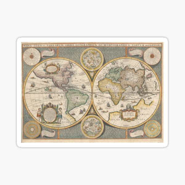 "Vintage map of the World 1642 " Sticker by PetsArt | Redbubble