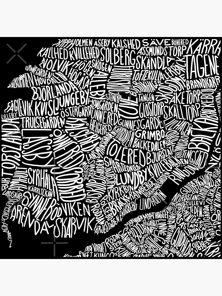 "Typographic Map of Hisingen" Photographic Print for Sale by sarkobang ...