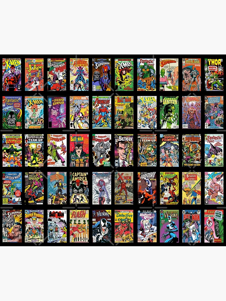 "Vintage Superhero Evil Villains Comic Book Collection Retro Pattern ...
