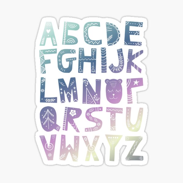 "Decorated Alphabet (gradient colors)" Sticker by Ofeefee | Redbubble